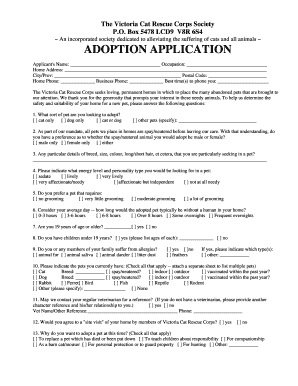 Fillable Online Download our Adoption Application Form - Victoria Cat ...