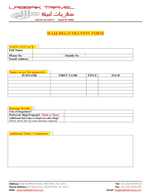 Fillable Online Hajj Registration Form - Labbaik Travel Fax Email Print ...