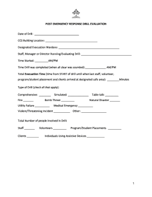 Fillable Online ccs4u Emergency Response Drill Evaluation Form Fax ...