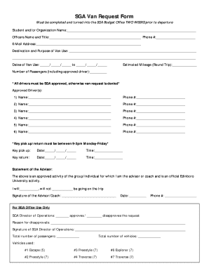 Fillable Online SGA Van Request Form - Edinboro SGA Fax Email Print ...