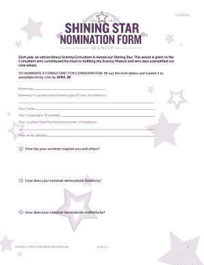 Fillable Online USCA-EN SHINING STAR NOMINATION FORM Fax Email Print ...