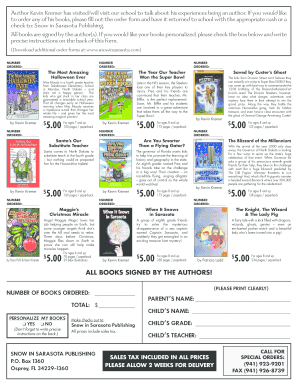 Fillable Online Student Take-Home Order Form - SNOW IN SARASOTA ...