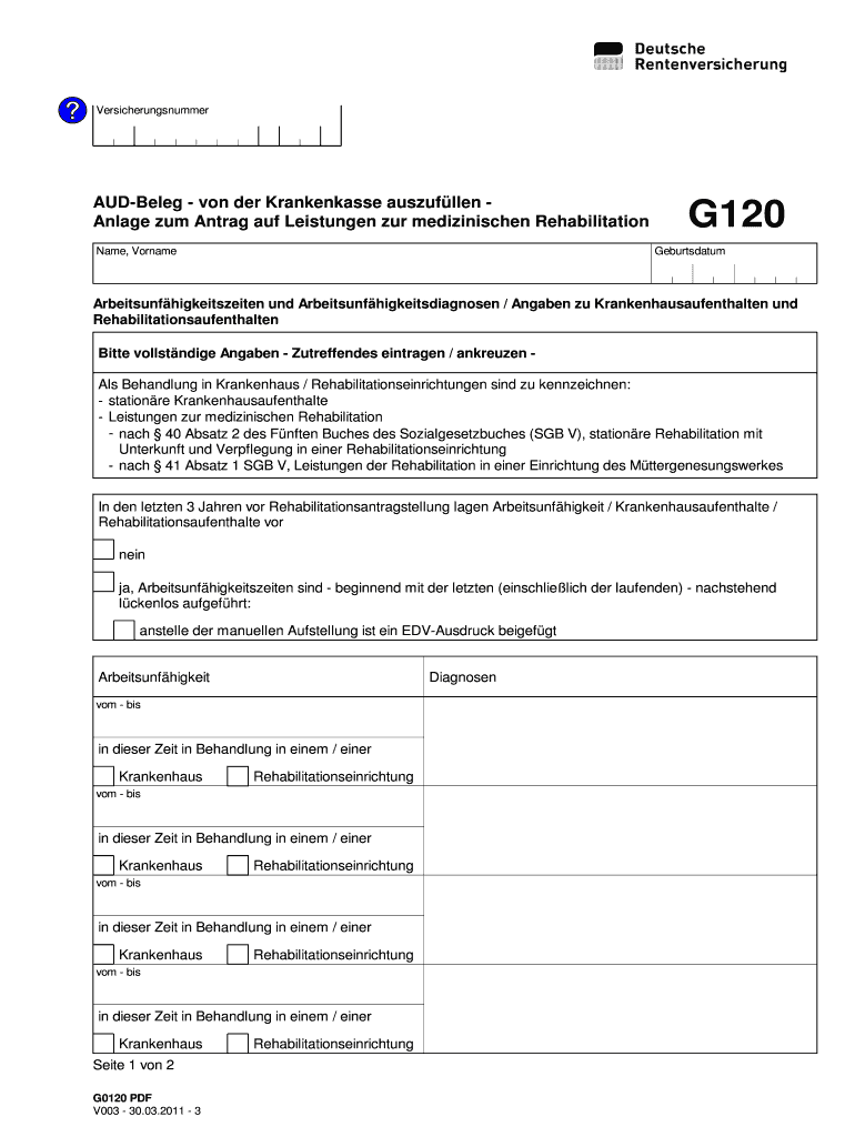Ausfüllbar Online G120 PDF Internetformular der Deutschen ...