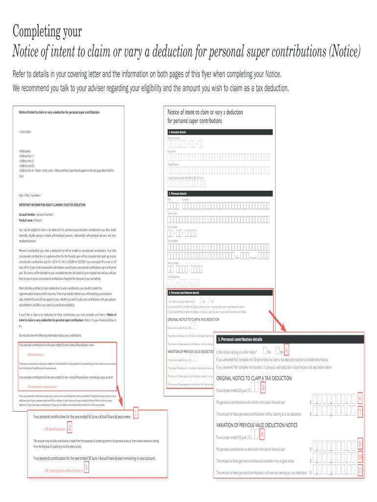 Fillable Online Completing your Notice of intent to claim or vary a Fax ...
