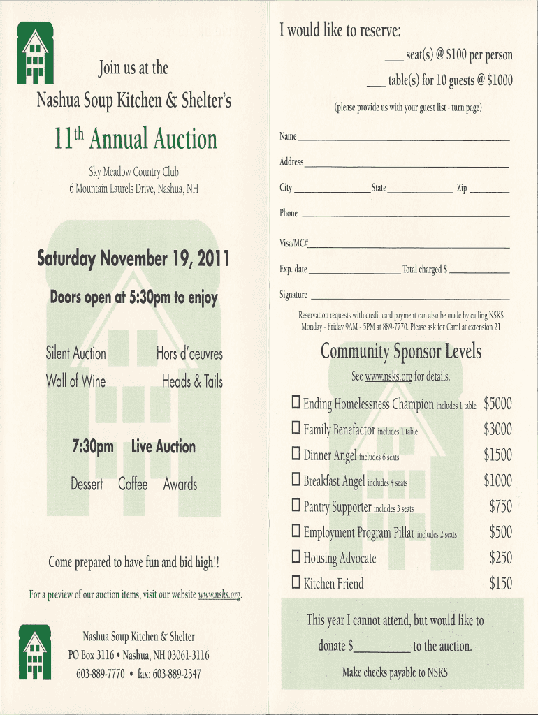 Fillable Online nsks A printable copy of our Auction Invitation which ...