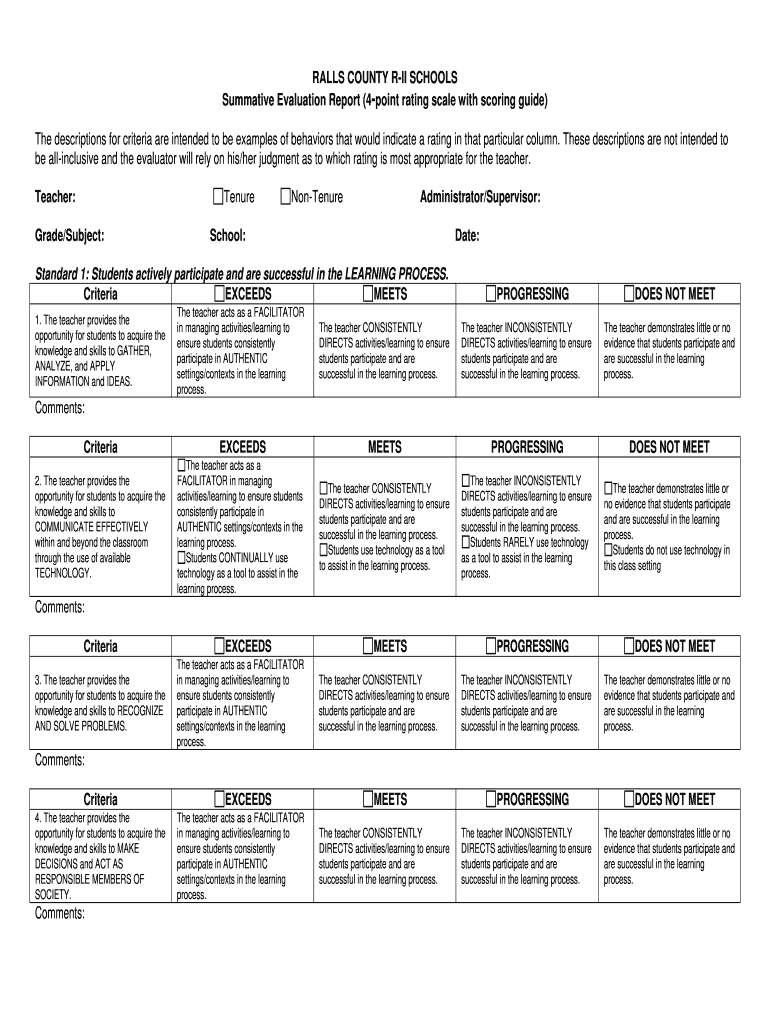 Fillable Online rallsr2 k12 mo RALLS COUNTY R-II SCHOOLS Summative Evaluation bReportb b4b bb ...