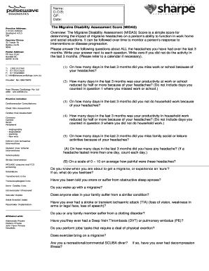Fillable Online The Migraine Disability Assessment Score (MIDAS ...