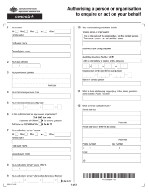 Fillable Online the Australian Government Department of Human Services ...