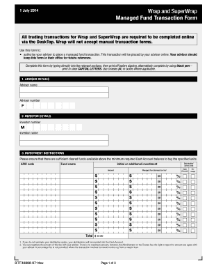 Fillable Online Wrap and SuperWrap Managed Fund Transaction Form Fax ...