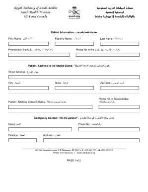 Fillable Online saudihealthmission Patient Information - SAUDI HEALTH ...
