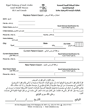 Fillable Online saudihealthmission Replace Patient Escort Fax Email ...