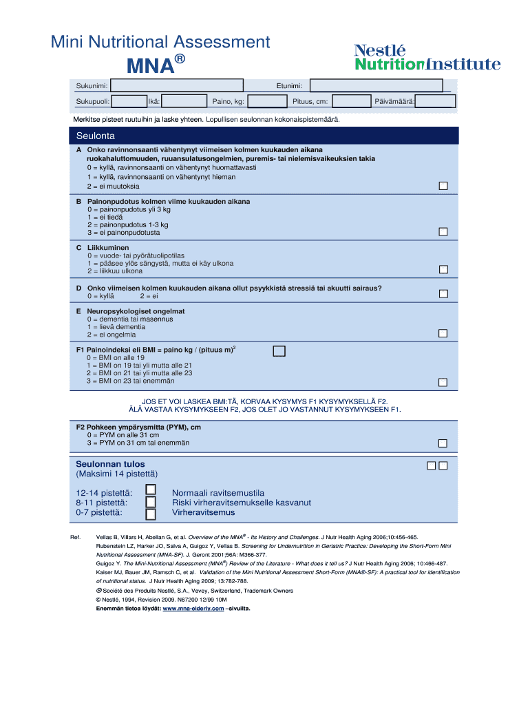 Fillable Online mna-elderly APUA! Koko ajan matalia, ruokahalu kateissa ...