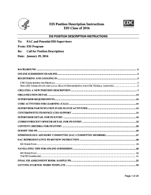 Fillable Online fms cdc EIS Position Description Instructions EIS Class ...