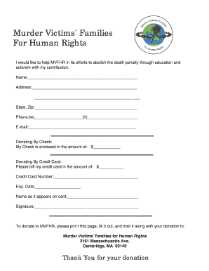Fillable Online Murder Victims ' Families For Human Rights I would like ...