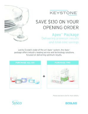 Fillable Online SAVE 130 ON YOUR OPENING ORDER - Sysco South Florida ...