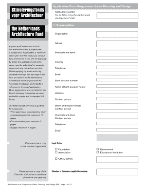 Fillable Online architectuurfonds Application Form Programme Urban ...