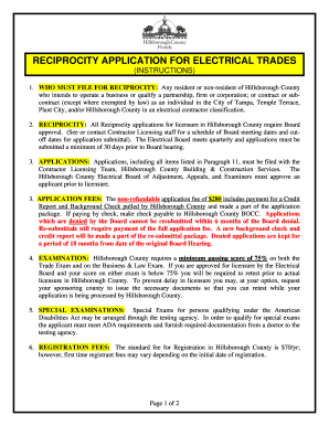Fillable Online RECIPROCITY APPLICATION FOR ELECTRICAL TRADES Fax Email ...