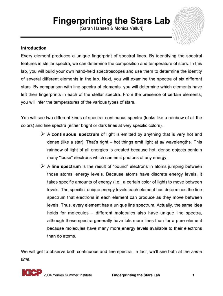 Fillable Online kicp-yerkes uchicago Fingerprinting the Stars Lab ...