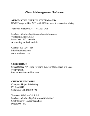 Fillable Online AUTOMATED CHURCH SYSTEM (ACS) Fax Email Print - pdfFiller