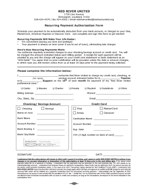 Fillable Online redriverunited 15869 RRU Recurring Payment Form Fax ...