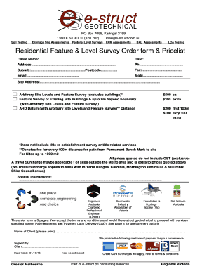 Fillable Online Residential Feature amp Level Survey Orderform - e ...