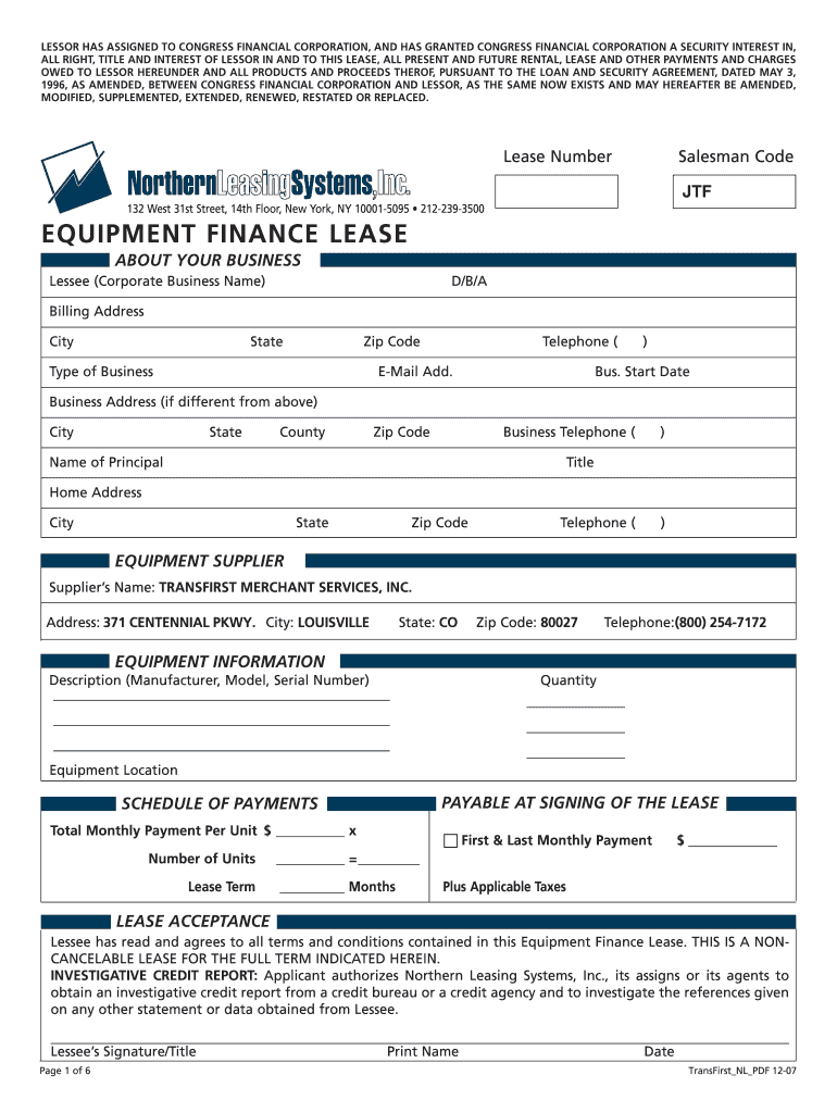 Fillable Online LESSOR HAS ASSIGNED TO CONGRESS FINANCIAL CORPORATION ...