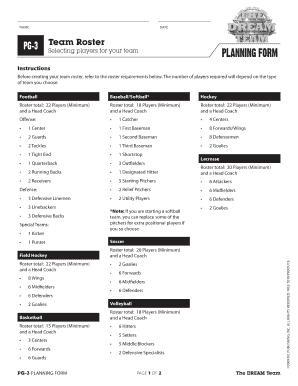 Dream Team PLANNING FORMS - Mr Harris - Mrharris - Fill and Sign ...