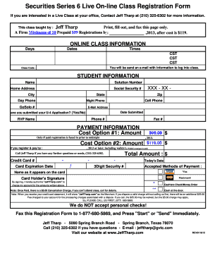 Fillable Online Series 6 On-line Blank Registration Form Fax Email ...