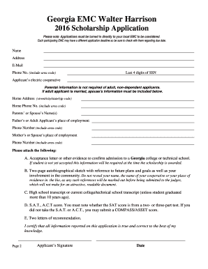 Fillable Online Tri-County EMC 2016 Walter Harrison Scholarship Fax ...