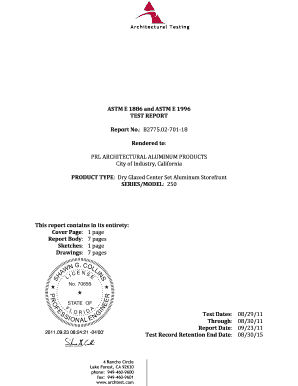 Fillable Online ASTM E 1886 and ASTM E 1996 TEST REPORT Report No ...