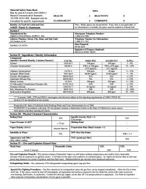 Fillable Online Msds aluminum - Omega Industrial Supply Fax Email Print ...