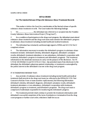 Fillable Online SAMPLE HIPAA ORDER Fax Email Print - pdfFiller