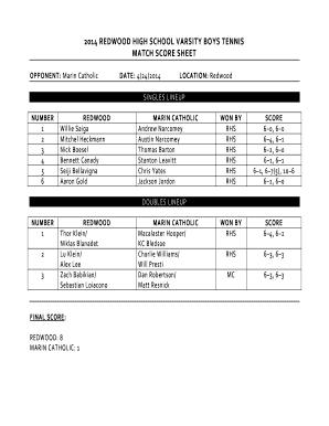 18 Printable tennis lineup sheet Forms and Templates - Fillable Samples ...