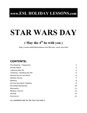 Fillable Online Star wars day - ESL Holiday Lessons Fax Email Print ...