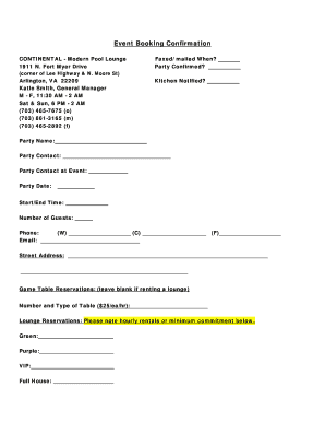 Fillable Online Event Booking Confirmation ...