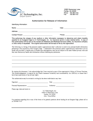 Fillable Online Auth Release Info.doc Fax Email Print - pdfFiller