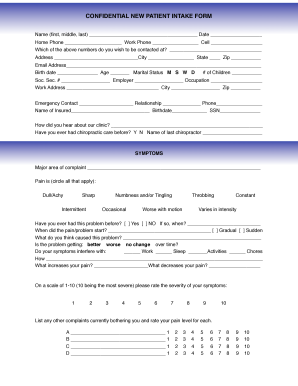 Fillable Online Chiropractic New Patient Intake Form - Porters Neck ...