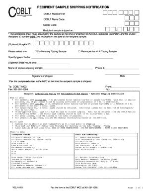 Fillable Online RECIPIENT SAMPLE SHIPPING NOTIFICATION - EMMES Fax ...