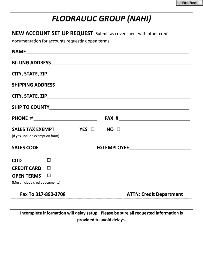 Fillable Online New Customer Set-Up Form - JoViPak Fax Email Print ...