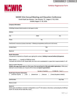 Fillable Online Exhibit Booth Registration - NAWIC Fax Email Print - pdfFiller