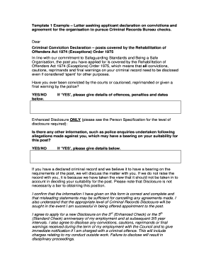 Fillable Online Template 1 Example Letter seeking applicant declaration ...