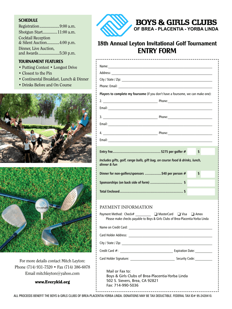 Fillable Online everykid 18th Annual Leyton Invitational Golf ...