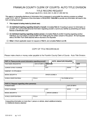 Fillable Online Public Record Request Form - Franklin County Clerk of ...
