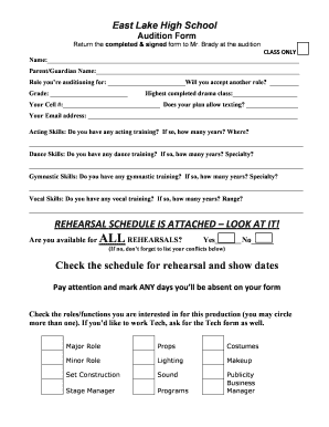 Fillable Online Both Audition form Fax Email Print - pdfFiller
