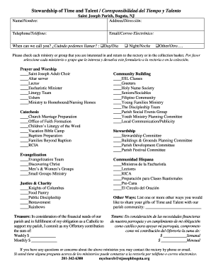 Fillable Online Stewardship of Time and Talent Coresponsibilidad del ...