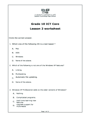 Fillable Online ICT core grade10-L2 worksheetdocx Fax Email Print ...