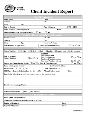Fillable Online IR001 Client Incident Report - bck181employeesbbcomb ...