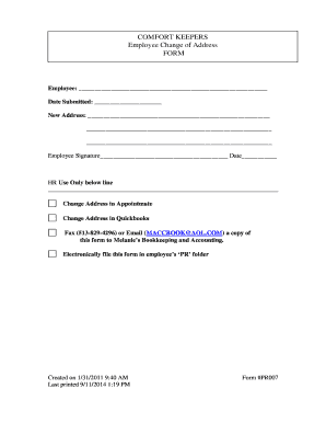 Fillable Online PR007 Employee Change of Address Form Fax Email Print ...