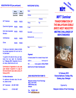 Fillable Online mift org MIFT Seminar - Malaysian Institute of Food ...