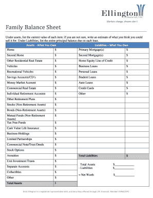 Fillable Online Family Balance Sheet Fax Email Print - pdfFiller
